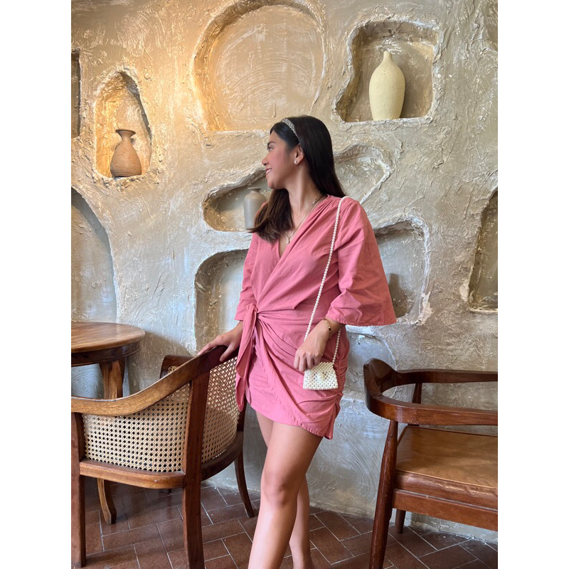 Linen Wrap Around Dress (BREE) | Shopee Philippines