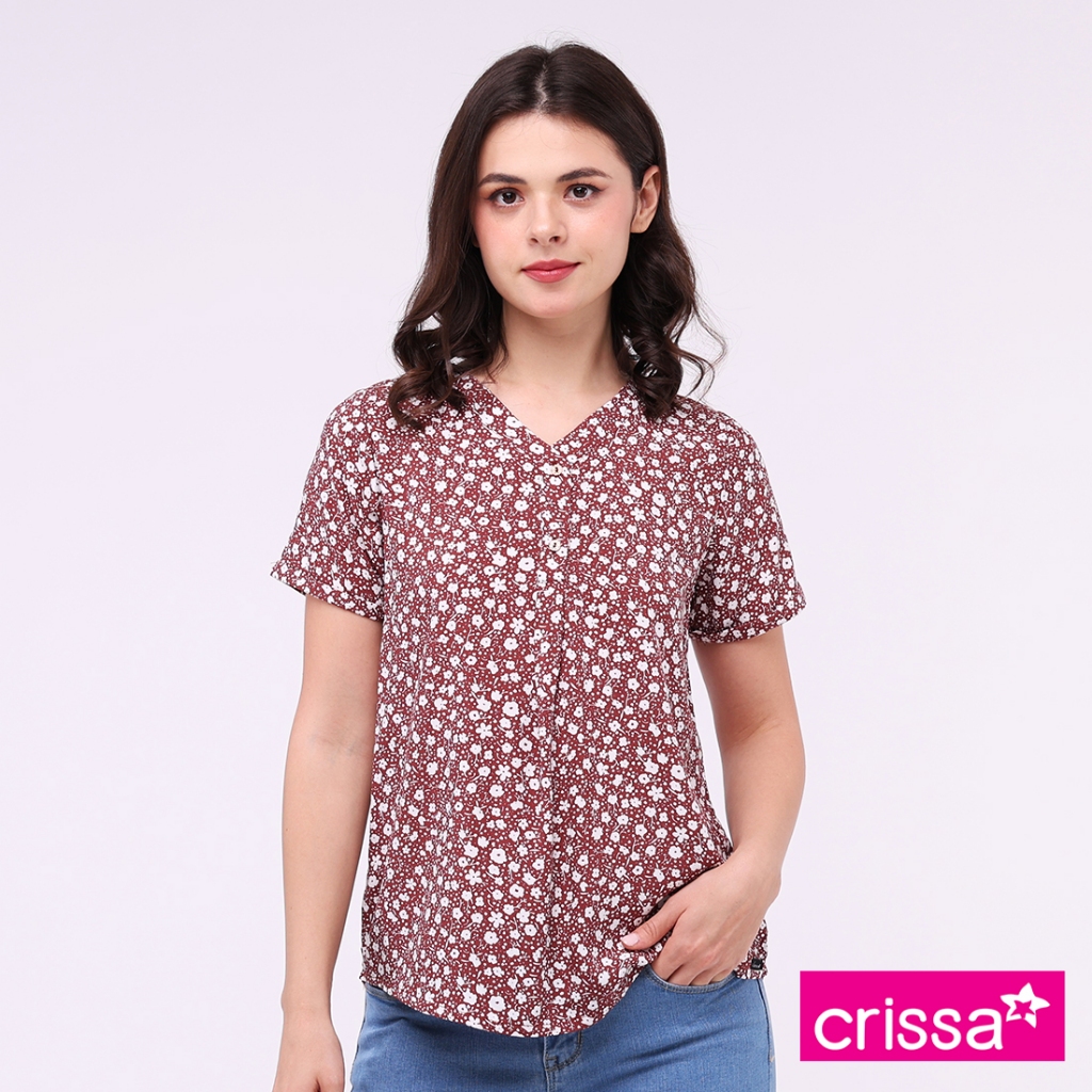 Crissa Woven Printed Rayon Short Sleeves Blouse CSFT18-0333 | Shopee ...