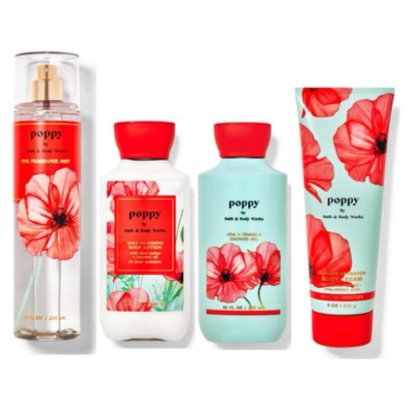 BBW POPPY FRAGRANCE MIST/LOTION/ SHOWER GEL BY BATHS AND BODY WORKS ...