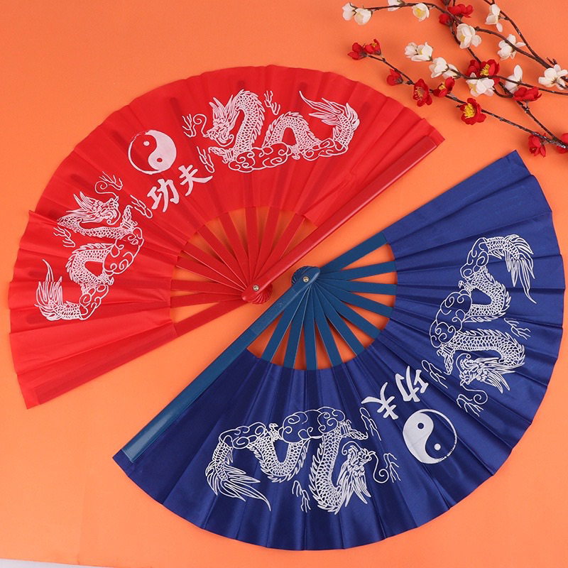 Chinese Kung Fu Fan Martial Arts Dragon Phoenix Plastic Handheld ...