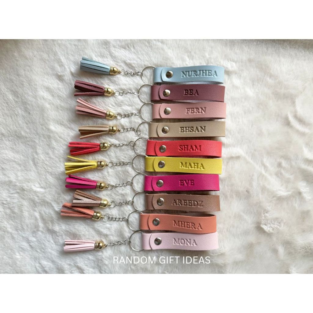 Personalized Leather Keychain with tassel (Heatstamp) | Shopee Philippines