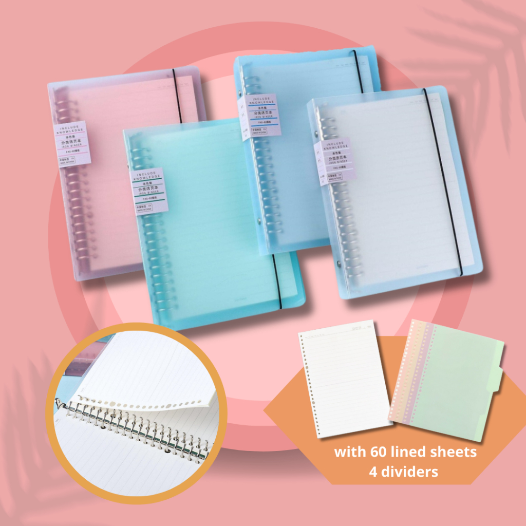 NEW IMPROVED COLORED COVER METAL BINDER A5/B5 Refillable Binder Lined ...