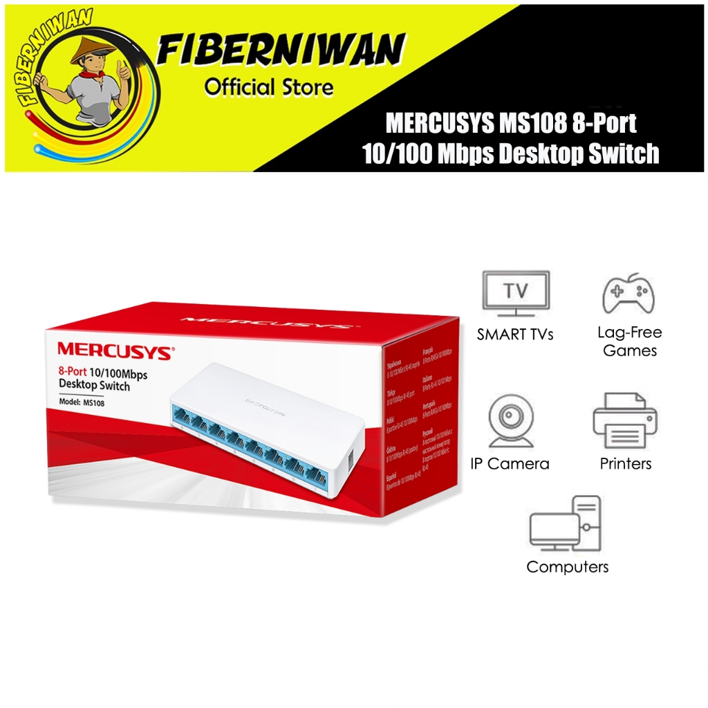 Mercusys MS108 8-Port 10/100Mbps Desktop Switch Network Switch Hub | Shopee Philippines