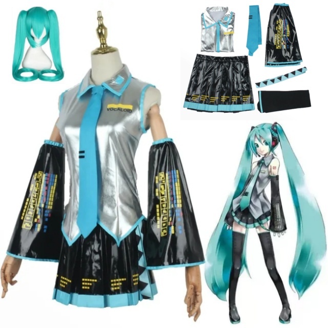 Full Set Hatsune Miku Cosplay Costume Wig Props Miku Accessories ...