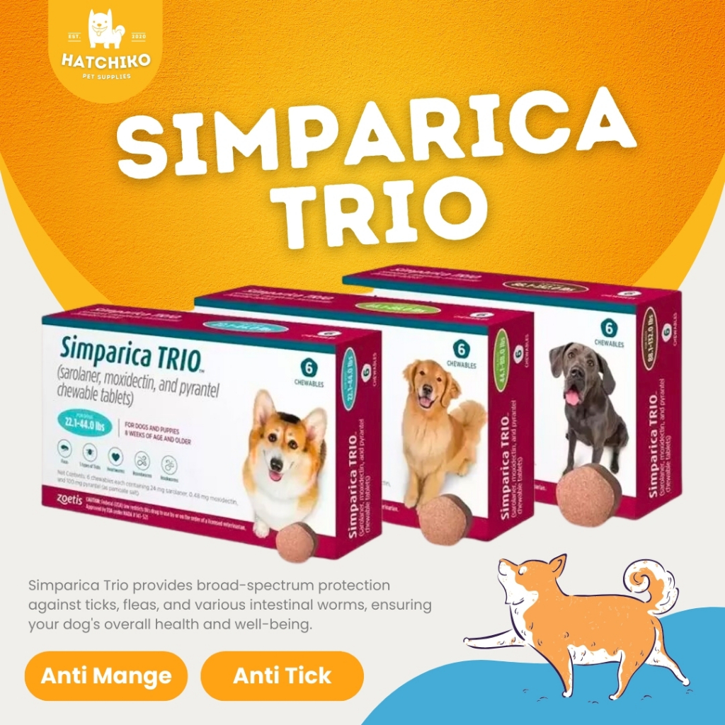 Simparica TRIO Chewable Tablet Anti Tick and Flea Heartworm and ...