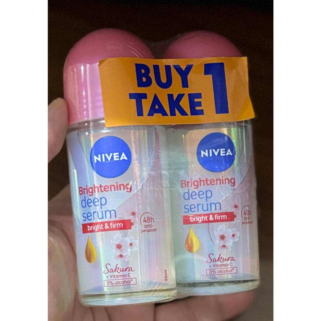 NIVEA DEODORANT Brightening Sakura Rose Essence Anti-Perspirant Roll-On ...