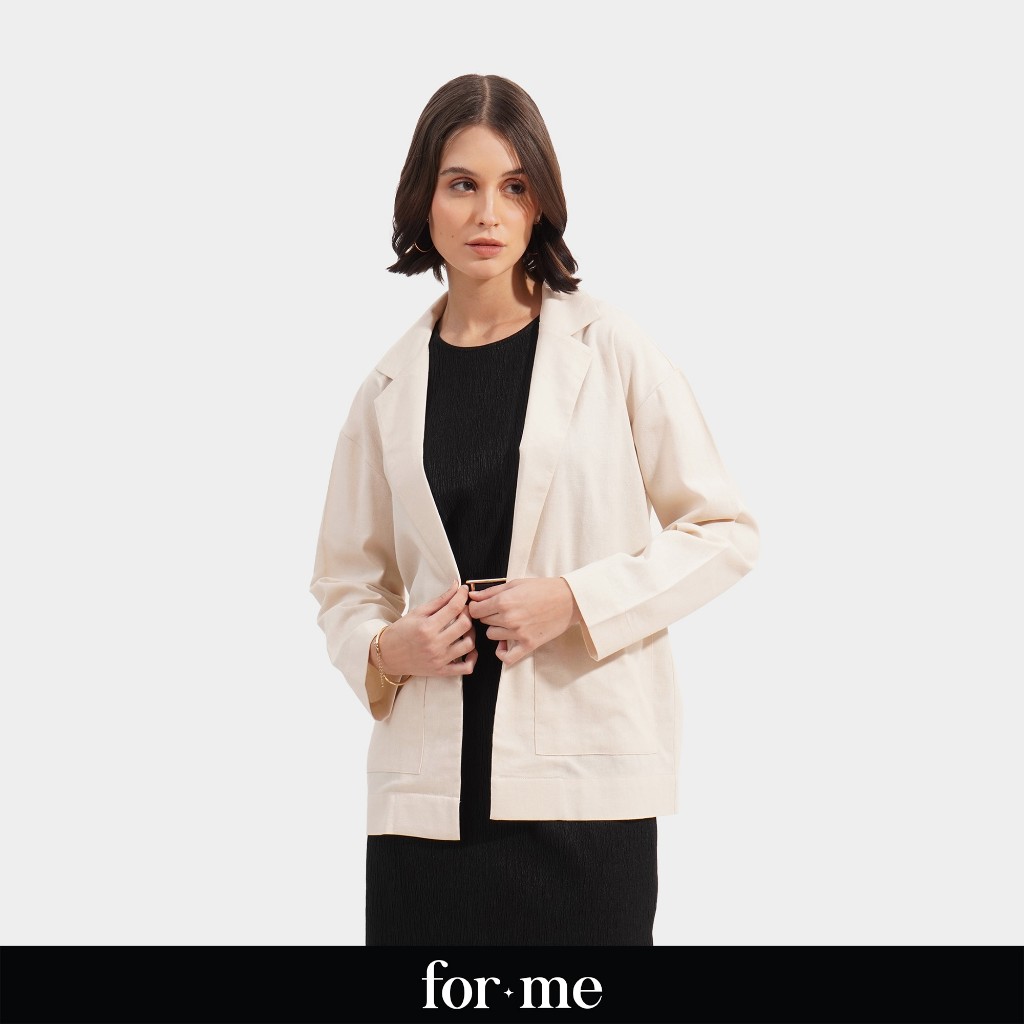 ForMe Closet Staples Linen Blazer for Women (Beige) | Shopee Philippines
