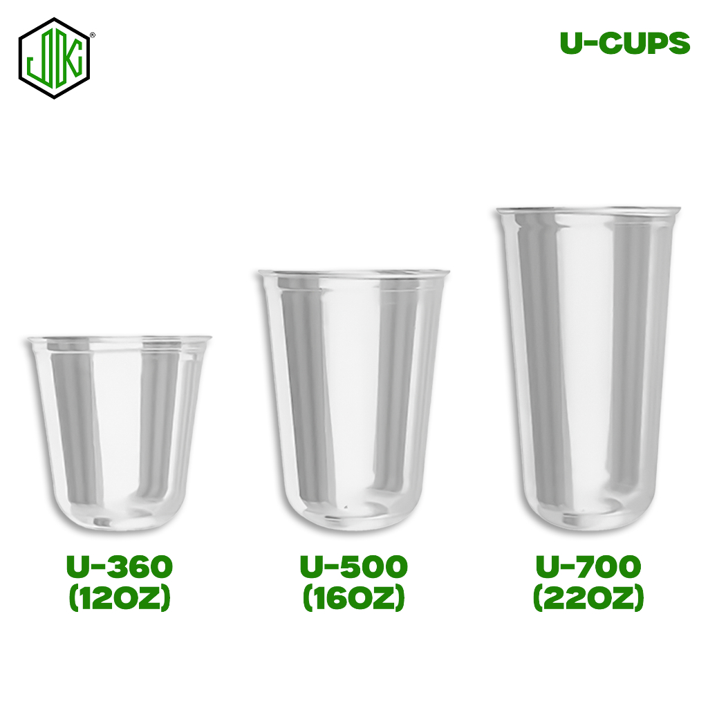 JKM 50pcs Disposable PP Plastic Clear U-Cups 95mm Milktea Iced Coffee ...