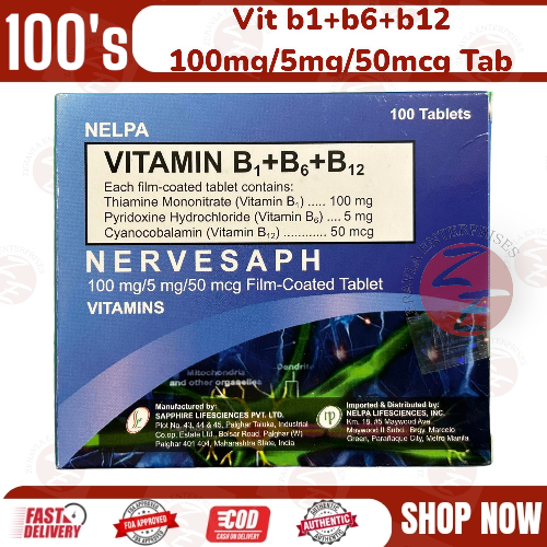 Optimal Nerve Support: NERVESAPH B1+B6+B12 Vitamin B Complex 100pcs/Box ...