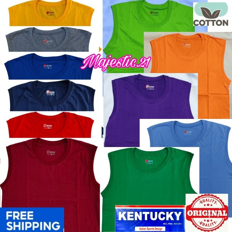 Athentic Kentucky Muscle Sleeveless Plain Colored Round Neck cotton for ...