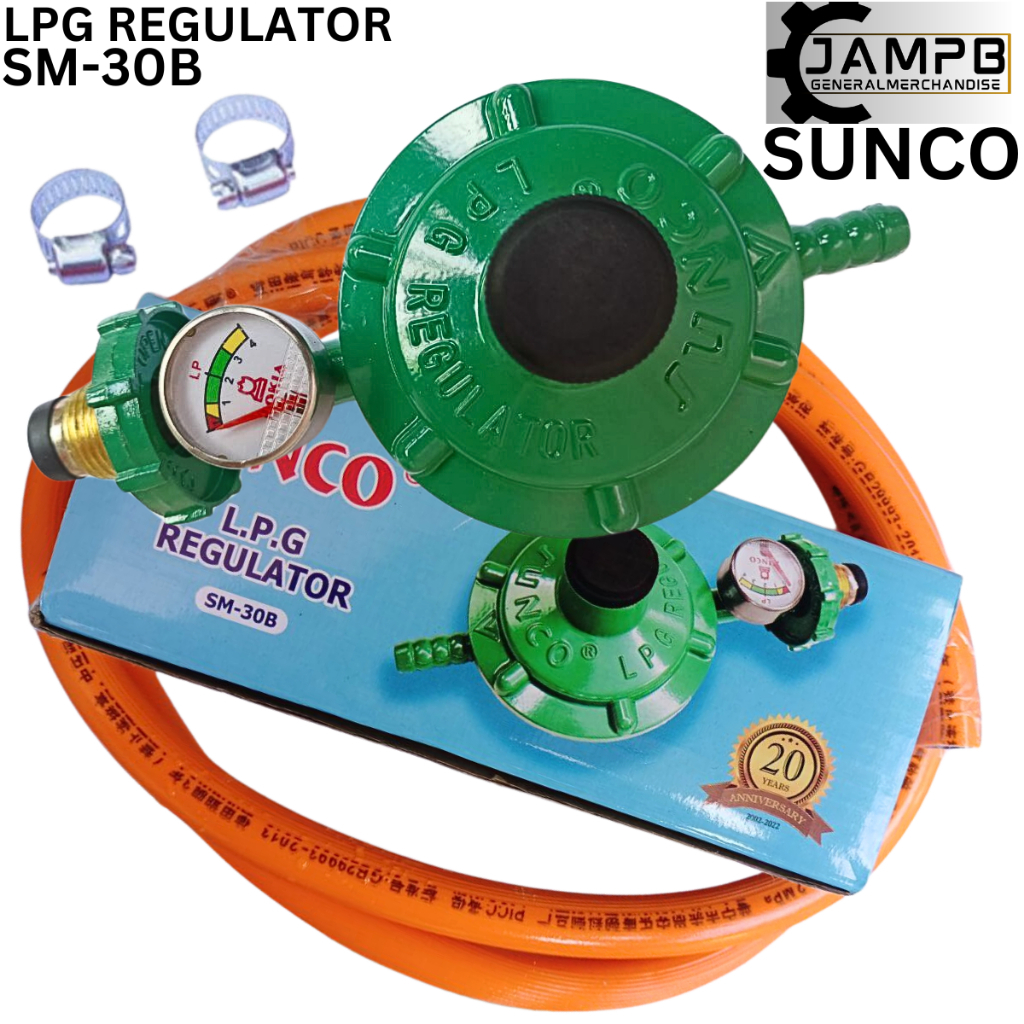 LPG Regulator Sunco With Gauge with free hose free clamps set Heavy ...