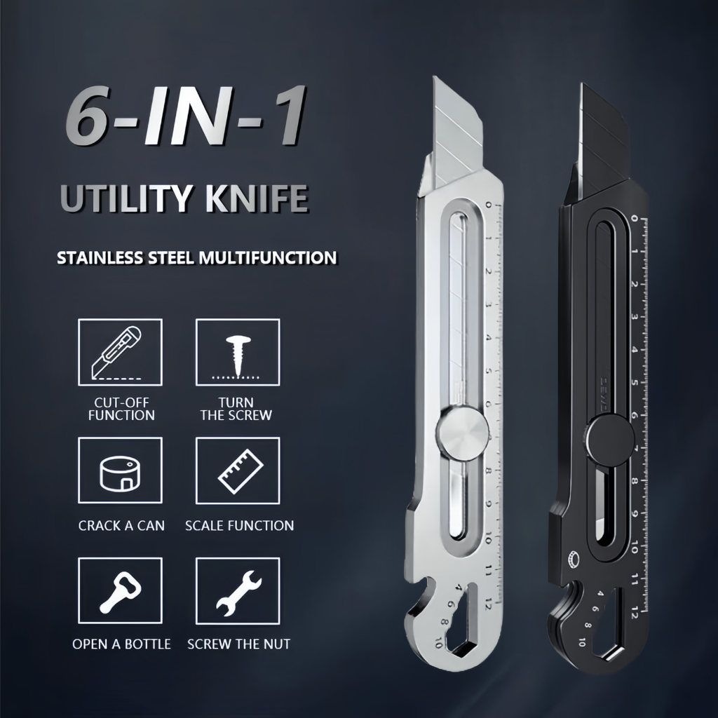Heavy 6 In 1 Multi-Function Stainless Steel Utility Knife Tail Break ...