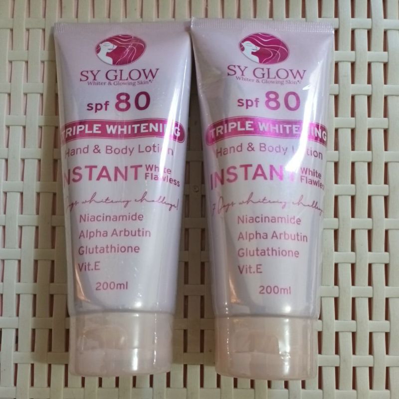 2 pcs SY Glow Triple Whitening Hand & Body Lotion SPF 80 (200ml) | Shopee Philippines