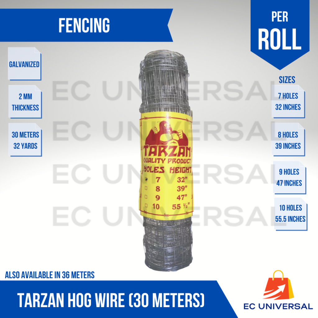 30 Meters Tarzan Hog Wire | Goat Wire | Field Fence - 7 Holes (32 ...