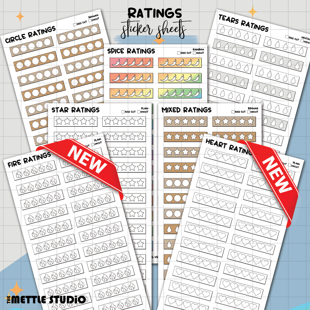 Rating Sticker Sheets (Circle/Star/Spice/Tear/Heart/Fire) for Planners ...
