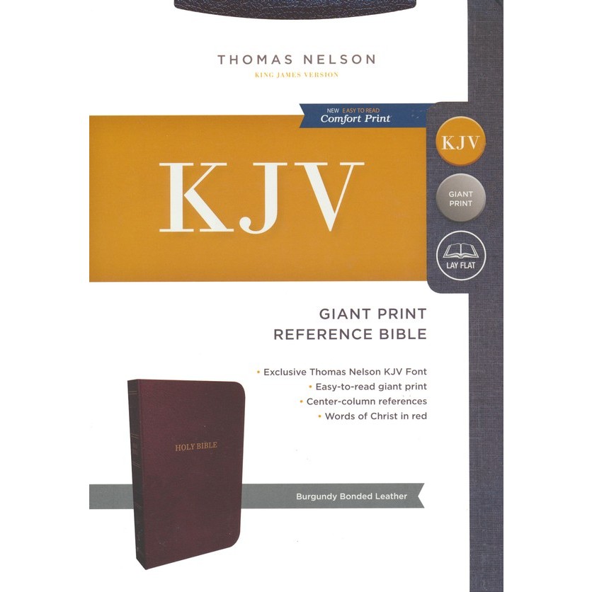 KJV Reference Bible, Giant Print, Burgundy Bonded Leather | Shopee ...