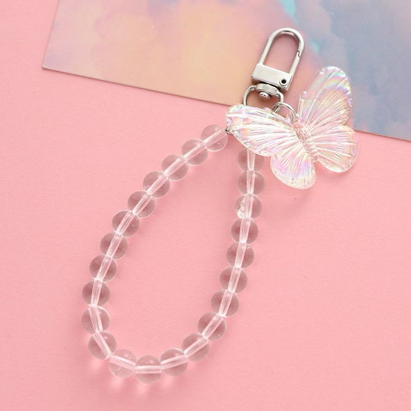 Crystal Butterfly Keychain Beads Jewelry Accessories Pink Butterfly ...