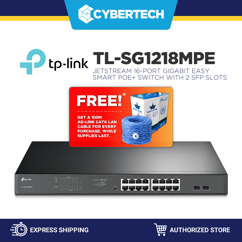 Cybertech TP-Link TL-SG1218MPE 18-Port Gigabit Easy Smart Switch with 16-Port PoE+ | Shopee ...
