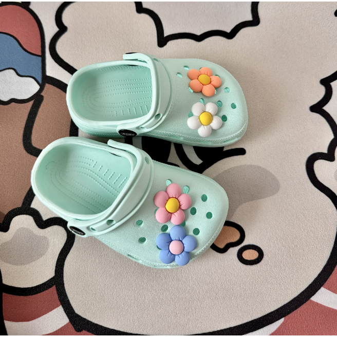 Cute Flower Crocs Sandals Clogs Slippers For Kids Baby Girls Boys with ...