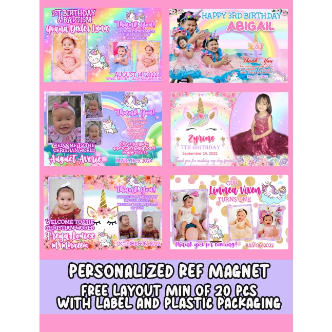 REF MAGNET UNICORN DESIGN FOR BIRTHDAY AND CHRISTENING SOUVENIR AND ...