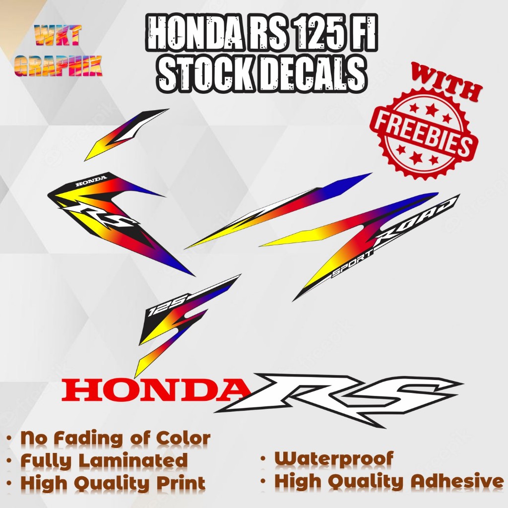 HONDA RS 125 FI STOCK DECALS (WATERPROOF, NO FADE, FULLY LAMINATED ...
