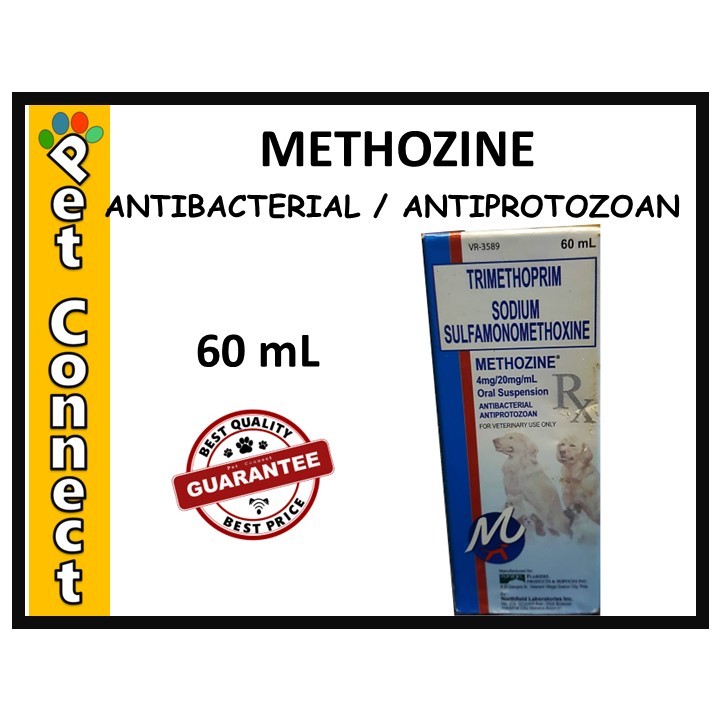 METHOZINE 60 mL Oral Antibacterial / Antiprotozoan Suspension for DOGS ...