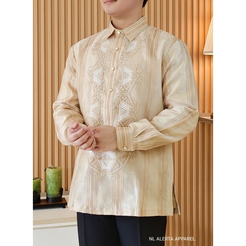 MODERN BARONG TAGALOG FOR MEN WITH STRIPES DESIGN | Shopee Philippines