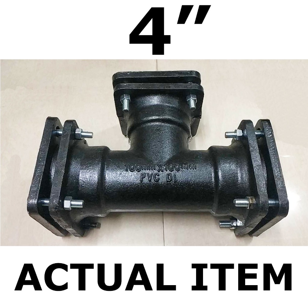 CI MECHANICAL TEE 4" FOR WATER DISTRICT BLACK CAST IRON DUCTILE IRON