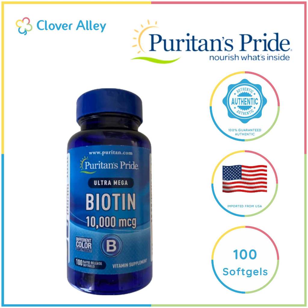 Puritan's Pride Ultra Mega Biotin, 10,000mcg, 100 softgels (01/2027 ...