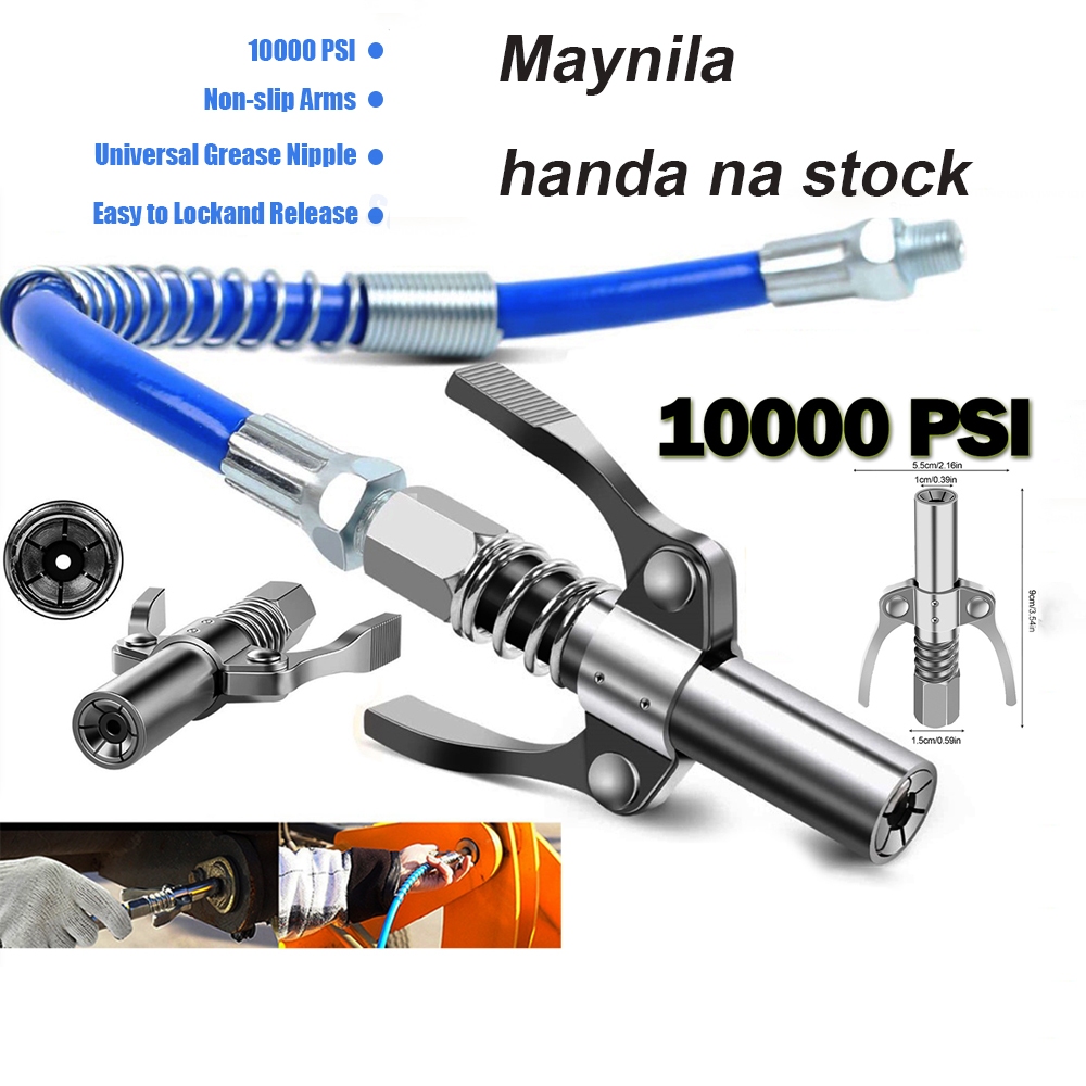 Grease Gun Coupler locks onto Zerk fittings. Grease goes in, not on the ...