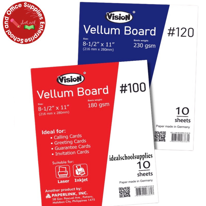 Vellum Board White Vision | Shopee Philippines