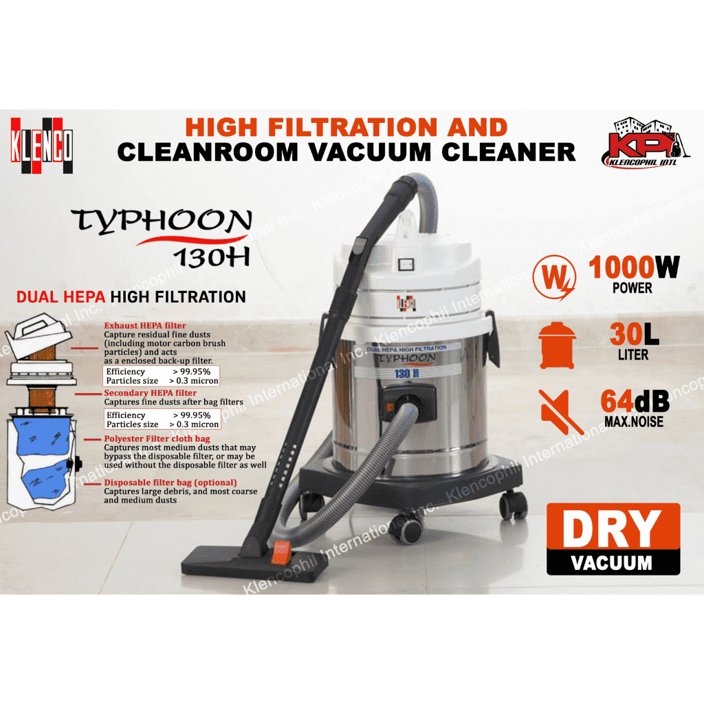 Klenco Typhoon 130H Dual Hepa High Filtration & Cleanroom Vacuum ...