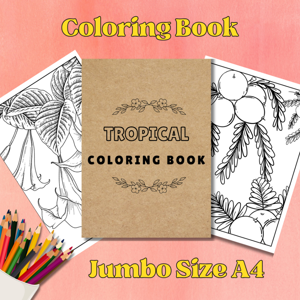 Tropical Adult Coloring Book Jumbo Size A4 | Shopee Philippines