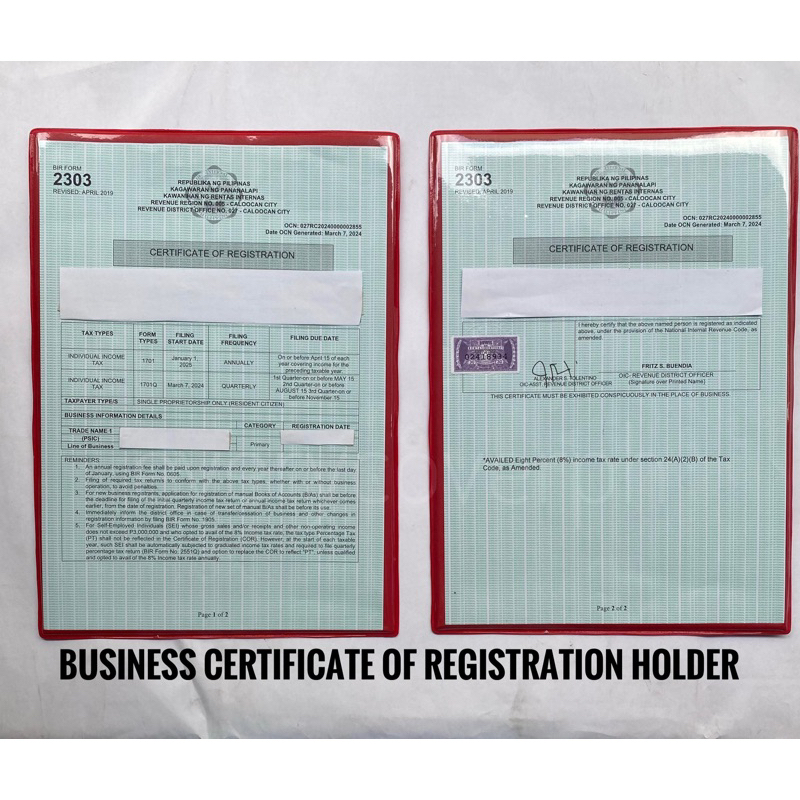 BUSINESS CERTIFICATE REGISTRATION HOLDER (Hardbound) | Shopee Philippines