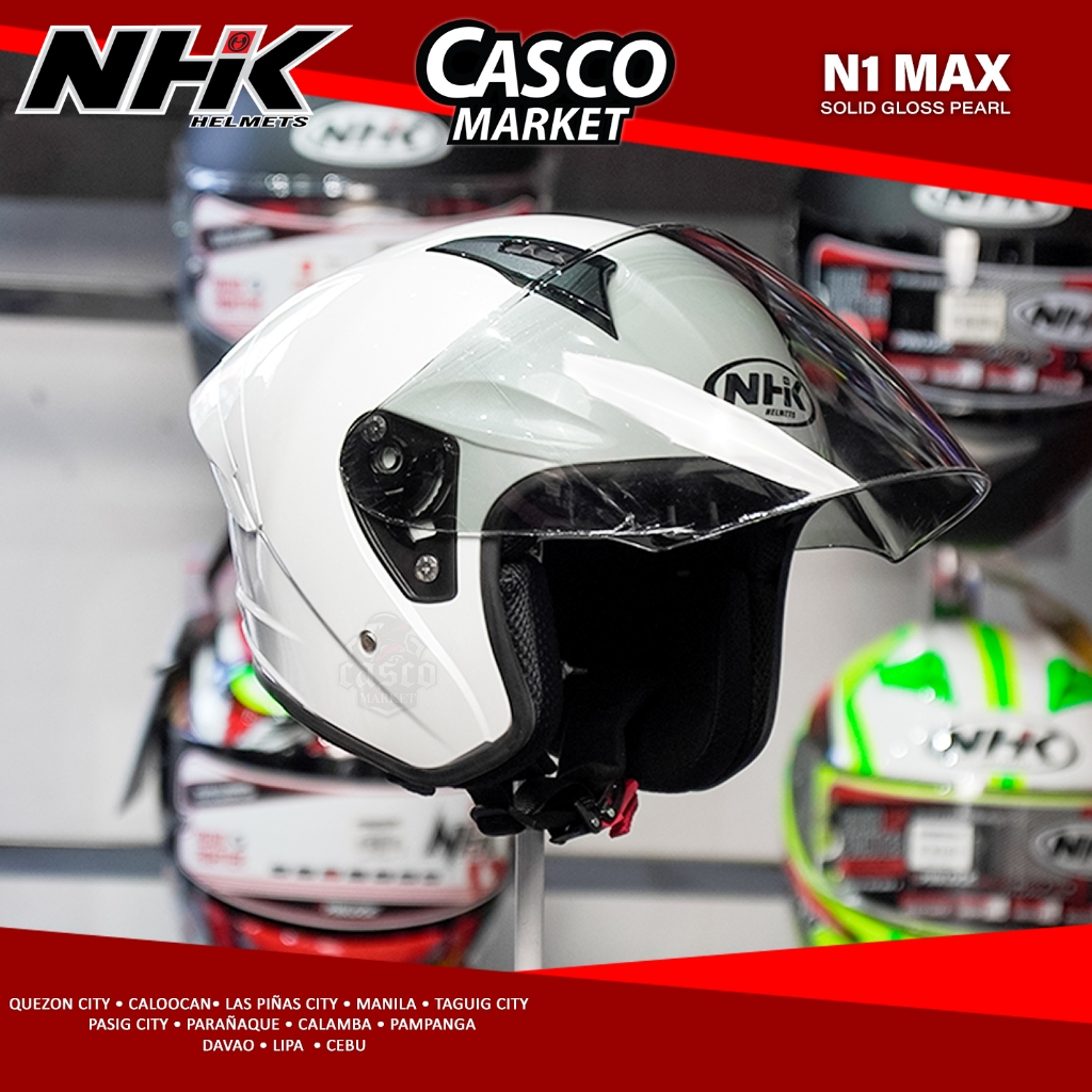 NHK N1 MAX-SOLID PLAIN HALF FACE SINGLE VISOR MOTORCYCLE HELMET ...