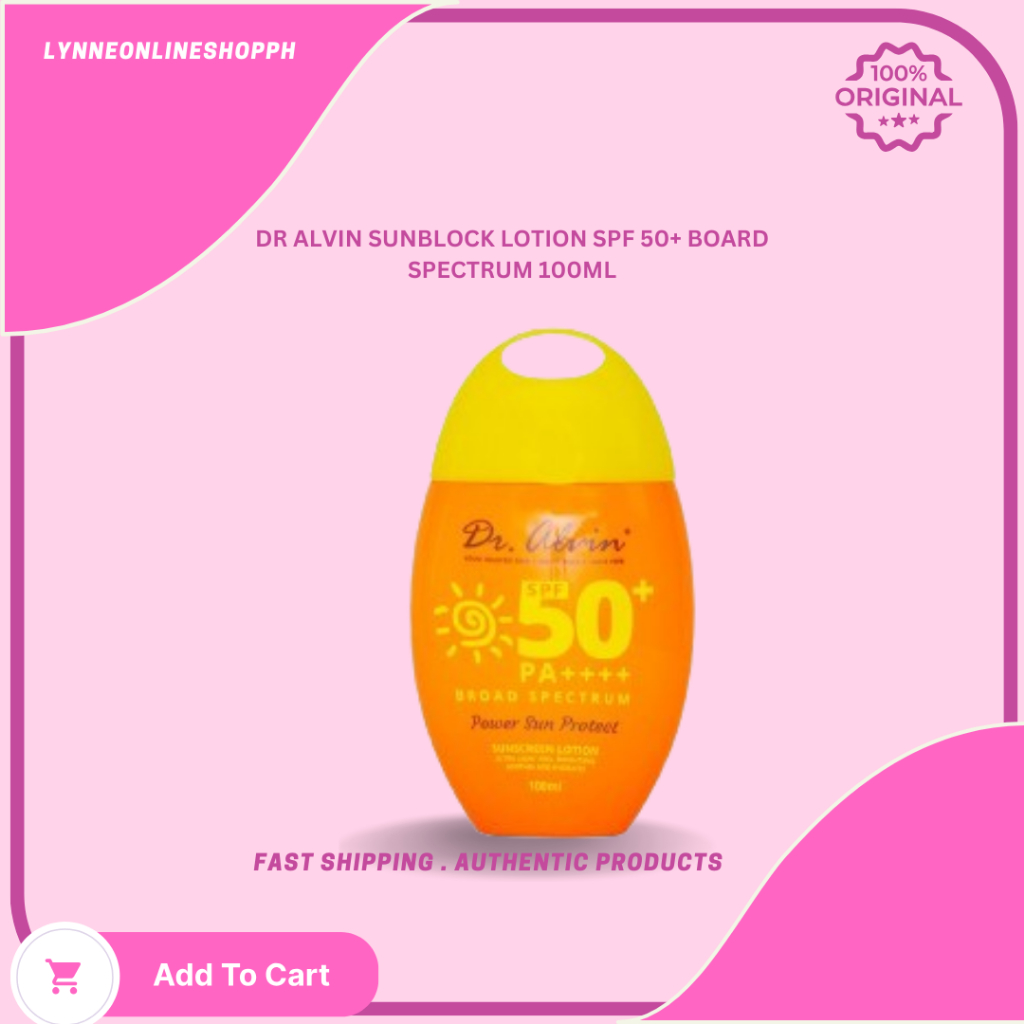 Dr. Alvin Sunscreen Lotion SPF 50+ PA++++ 100ml. | Shopee Philippines
