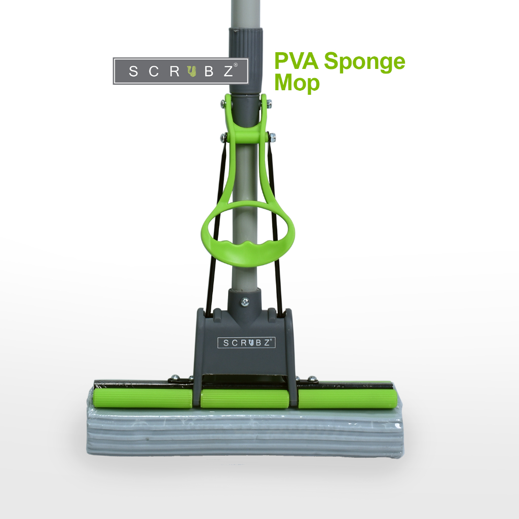 SCRUBZ Premium PVA Sponge Mop Head Self-Wringing Easy Grip Handle ...