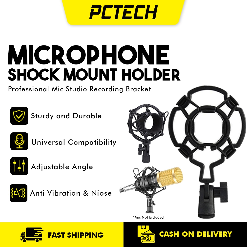 Professional Condenser Microphone Shock Mount Holder Mic Studio Recording Bracket Mic Clip Black ...