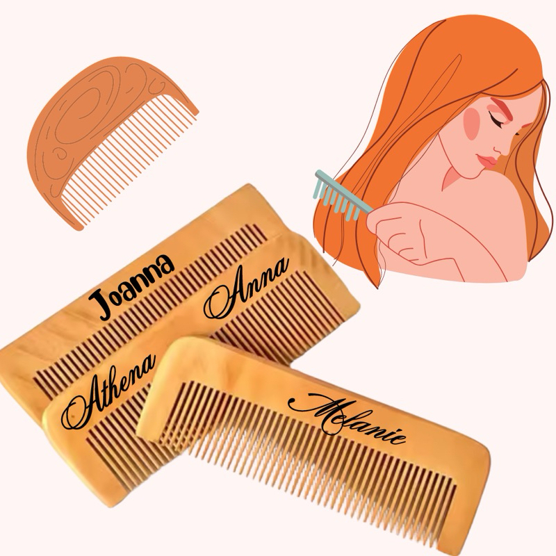 Personalized Wooden Hair Comb Customized with Laser Engrave with Box ...