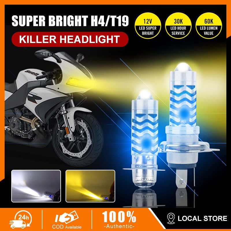 FLASHCAR MDL Killer Headlight Bulb Led Lights for Motorcycle T19 P15D H4 With Blue Parklight ...