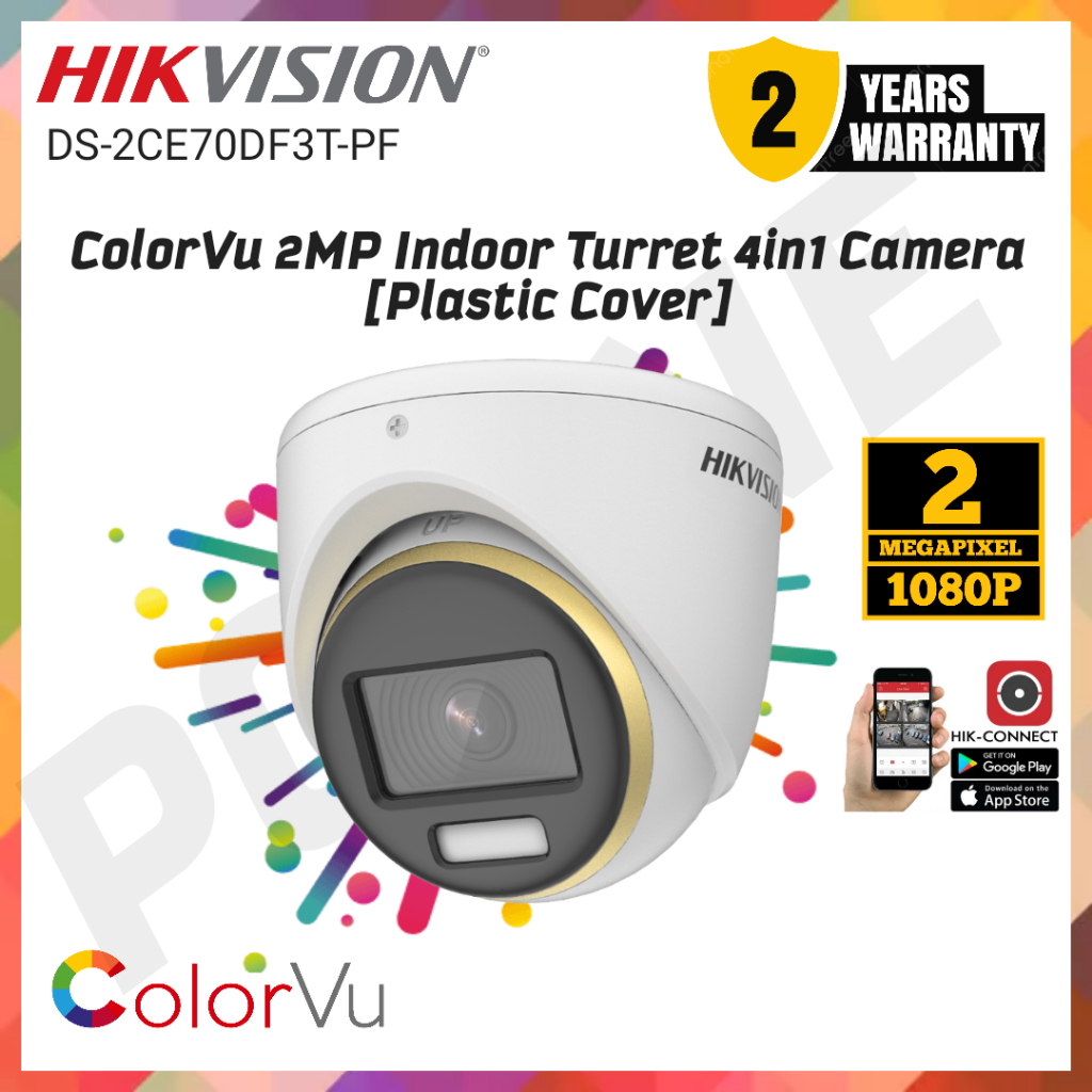 HIKVISION ColorVu DS-2CE70DF3T-PF 2MP Indoor Turret 4in1 Camera ...