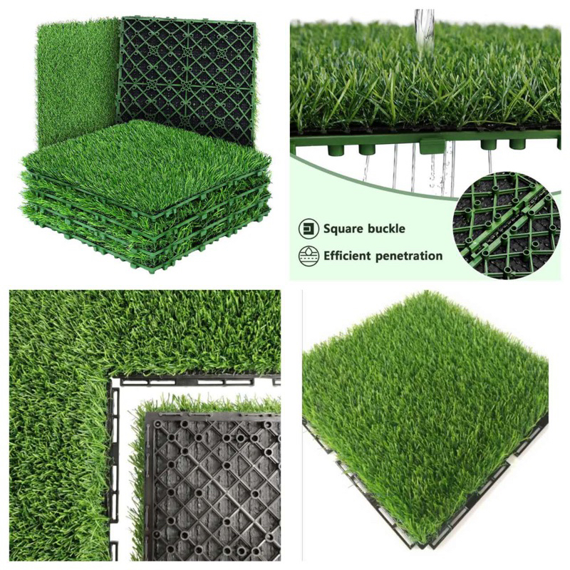 30x30cm Outdoor Artificial Grass Tiles Turf Interlocking Flooring Mat ...