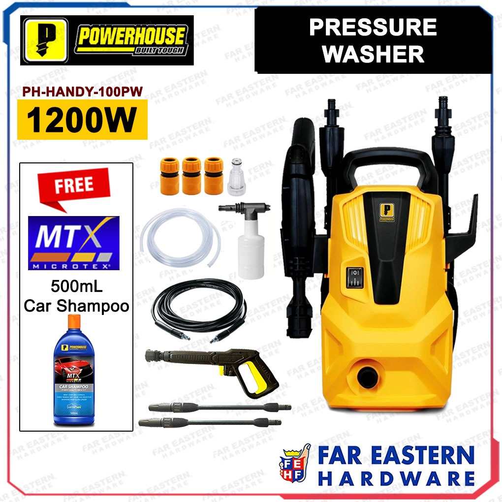 POWERHOUSE Pressure Washer 1200W PH-HANDY-100PW FREE MTX 500mL Car ...