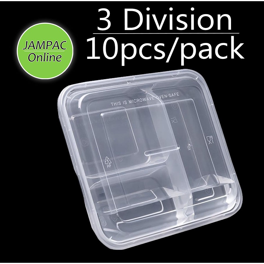 (10pcs) 3 Division Microwavable Food Container | Shopee Philippines