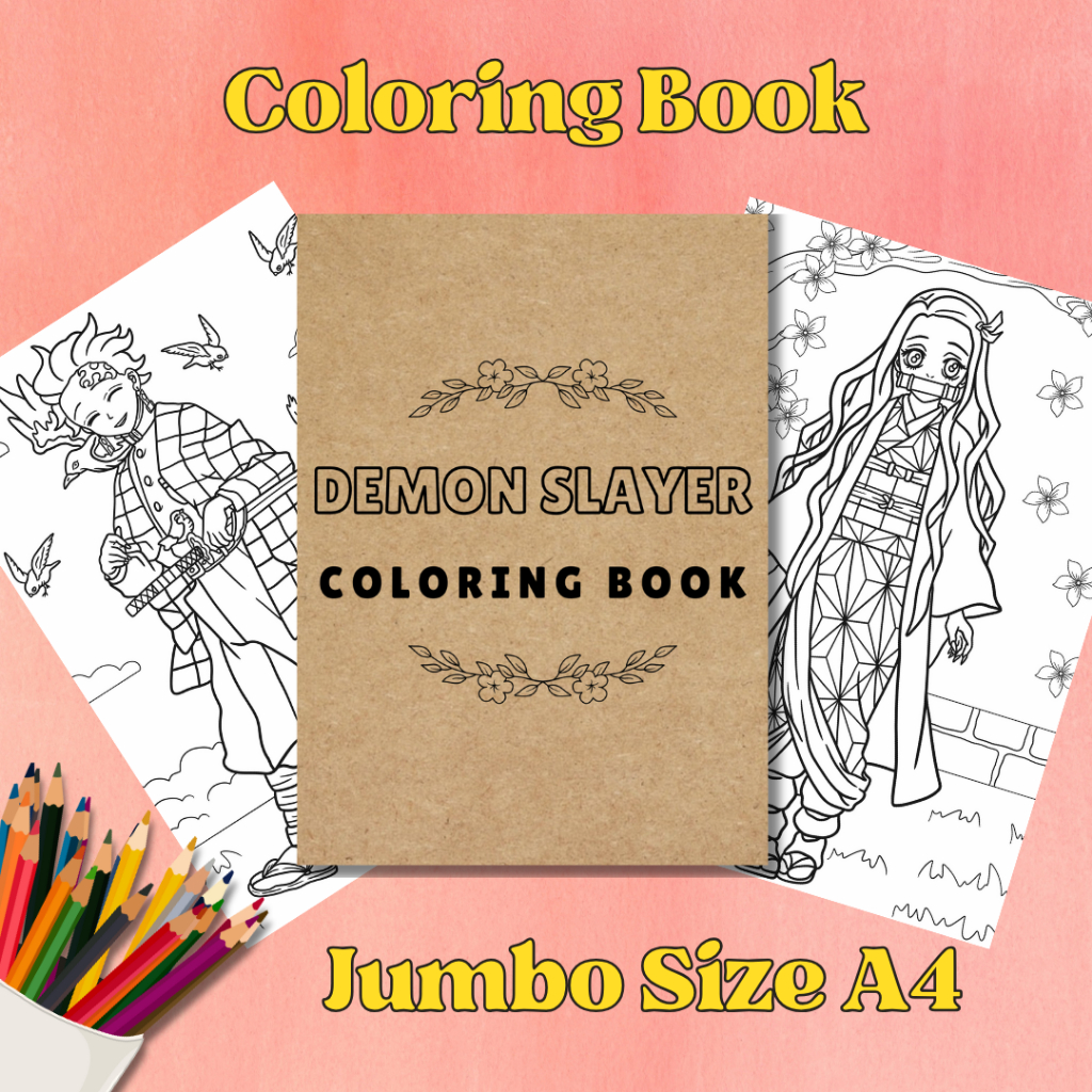 Demon Slayer Coloring Book Jumbo Size A4 Kids Coloring Adult Coloring ...