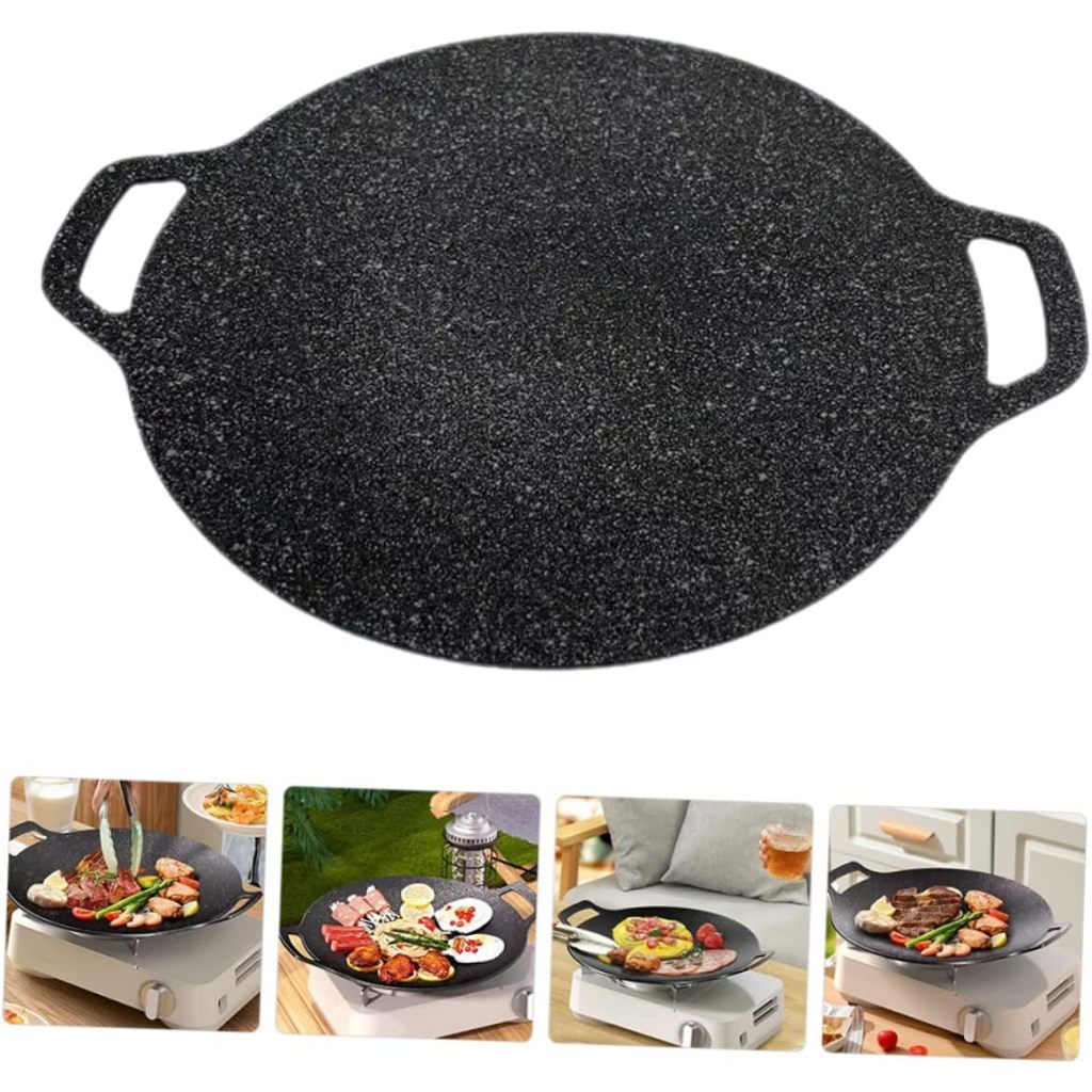 Korean BBQ Grill Pan Coating Non Stick Grill Round Griddle Pan for Gas ...