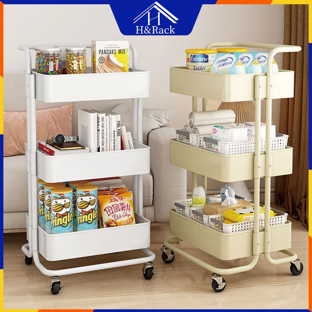 3/4 Layer Storage rack Movable Storage Organizer Kitchen Bedroom ...