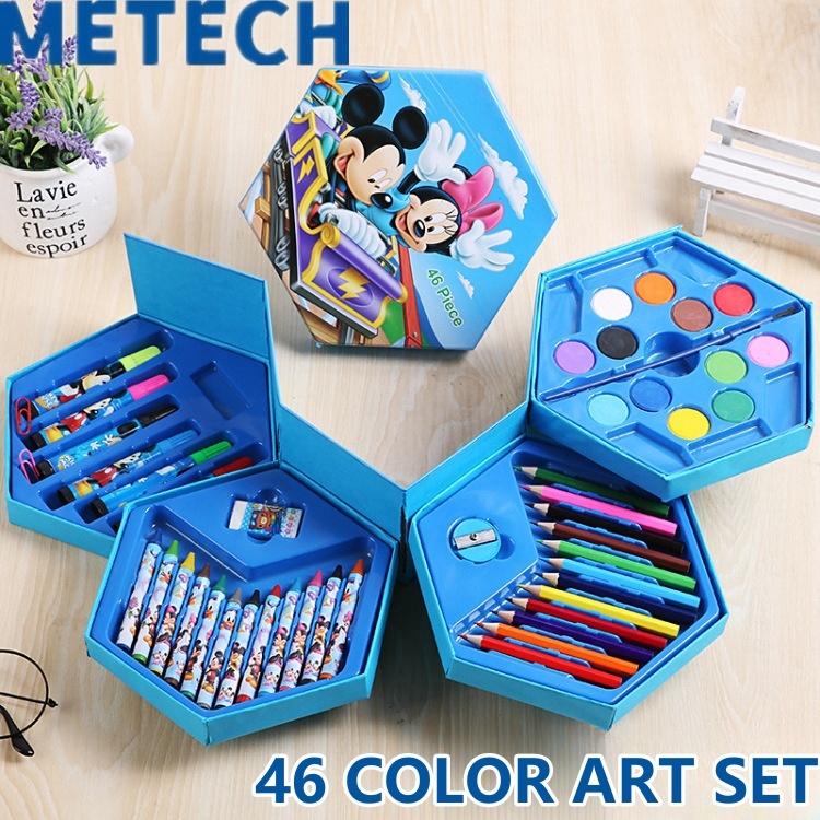 METECH 42/46Pcs Coloring Set Colored Pencil Painting Water Color Pen ...