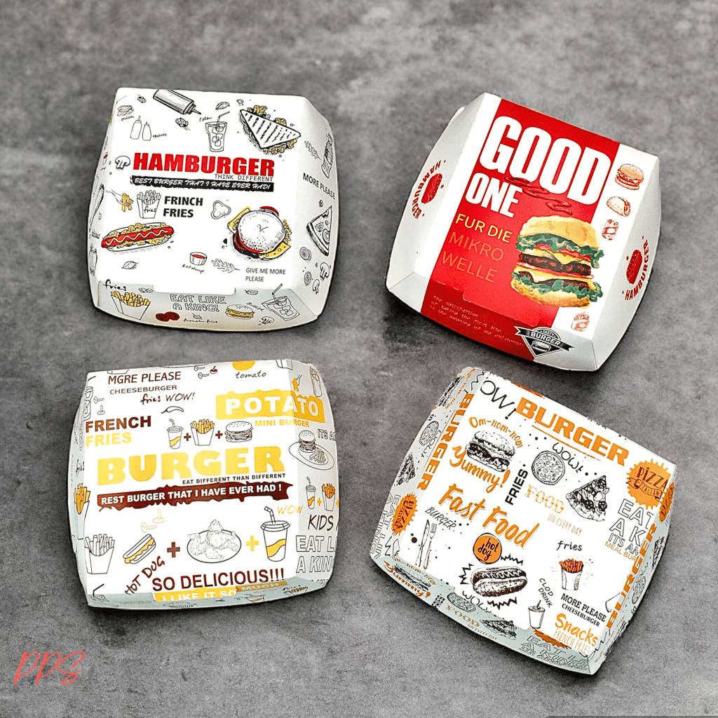 50pcs Fast Food Print Burger Box/ Burger Wrapper-100pcs | Shopee ...
