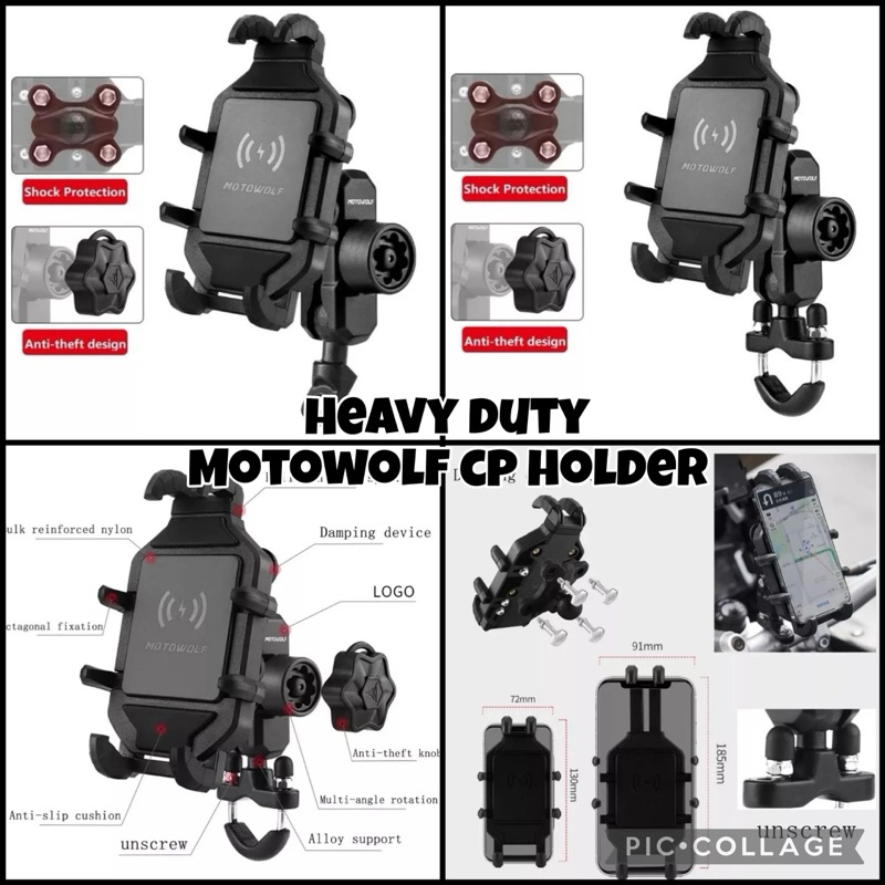 MOTOWOLF V4 HEAVY DUTY Cellphone Holder UPGRADED DESIGN Dual Charging ...